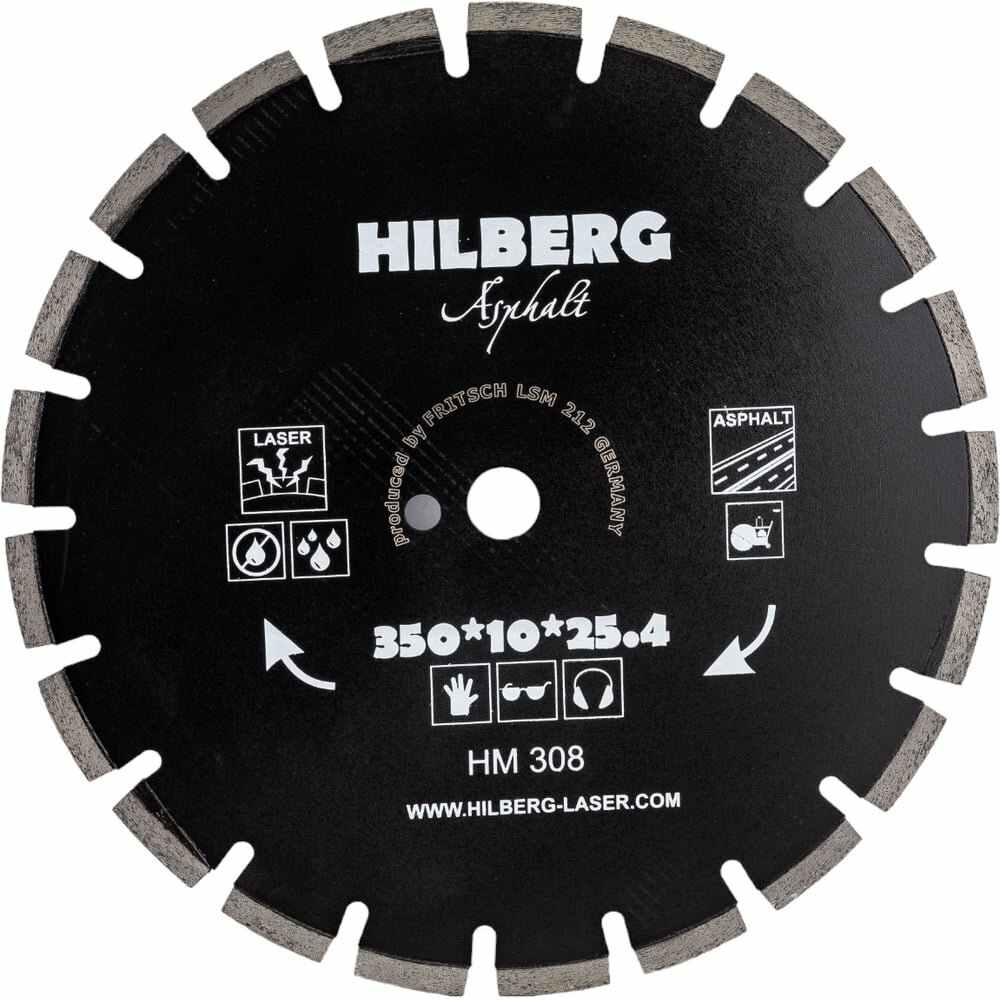 Диск алмазный отрезной Hilberg 350x25.4 Hard Materials Laser Asphalt HM308