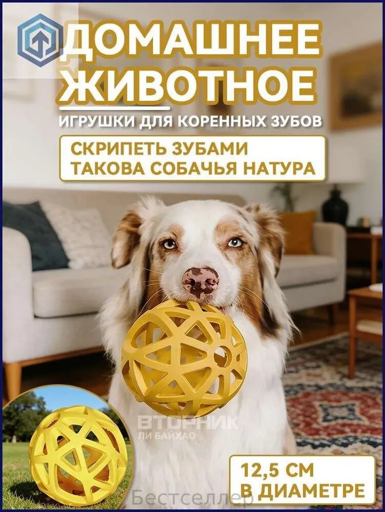 Сетчатый ажурный резиновый мяч для средних и крупных собак и щенков / диаметр 12,5 см / игрушка для животных