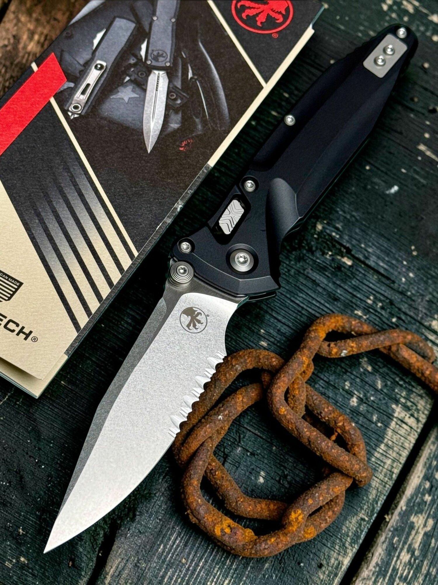 Нож складной MicroTech MCT159RL11 Socom Delta Ram-Lok, StoneWash PartSerrated Blade, Black Handle