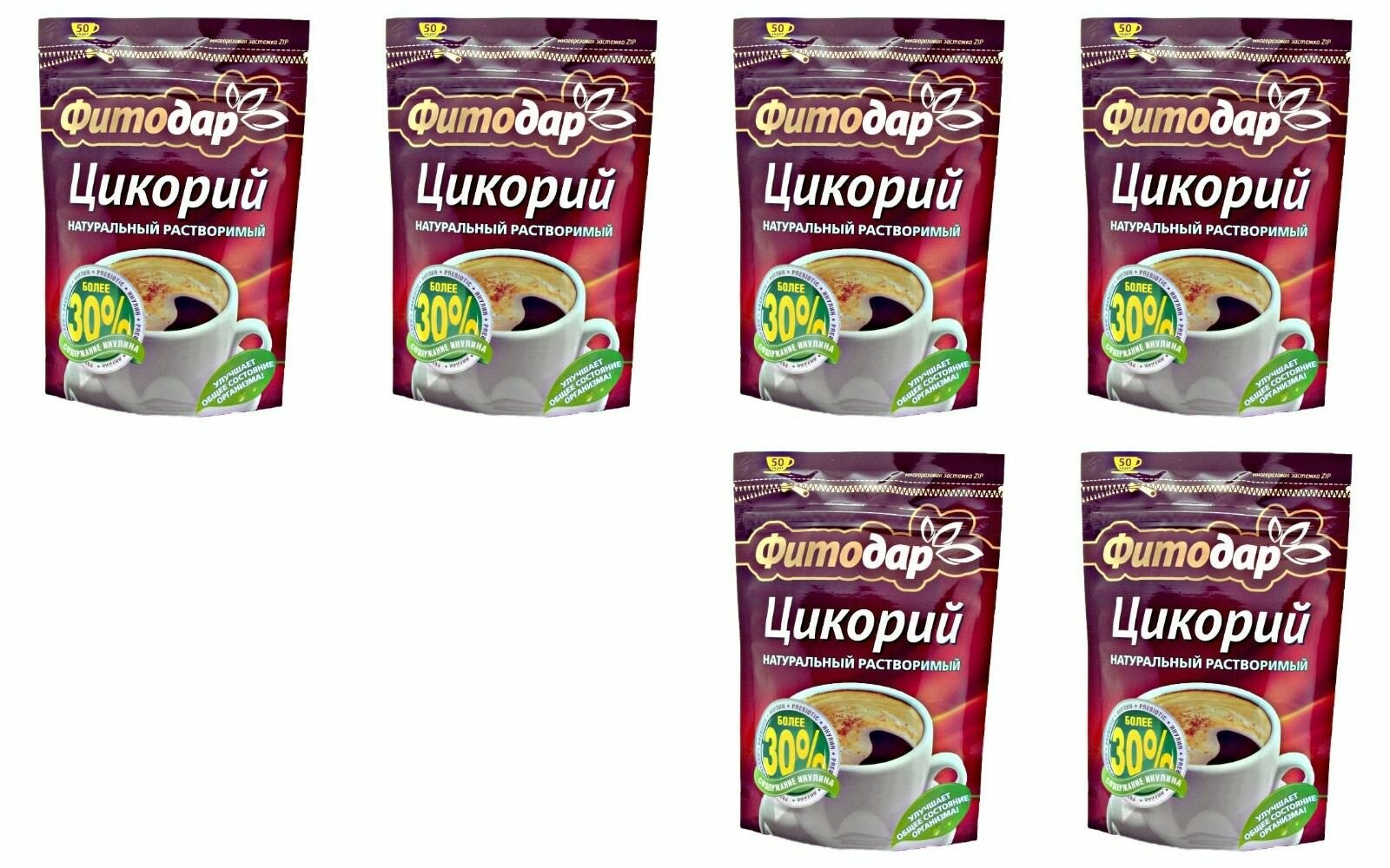 Фитодар Цикорий Натуральный, растворимый, растворимый, 100 г, 6 уп