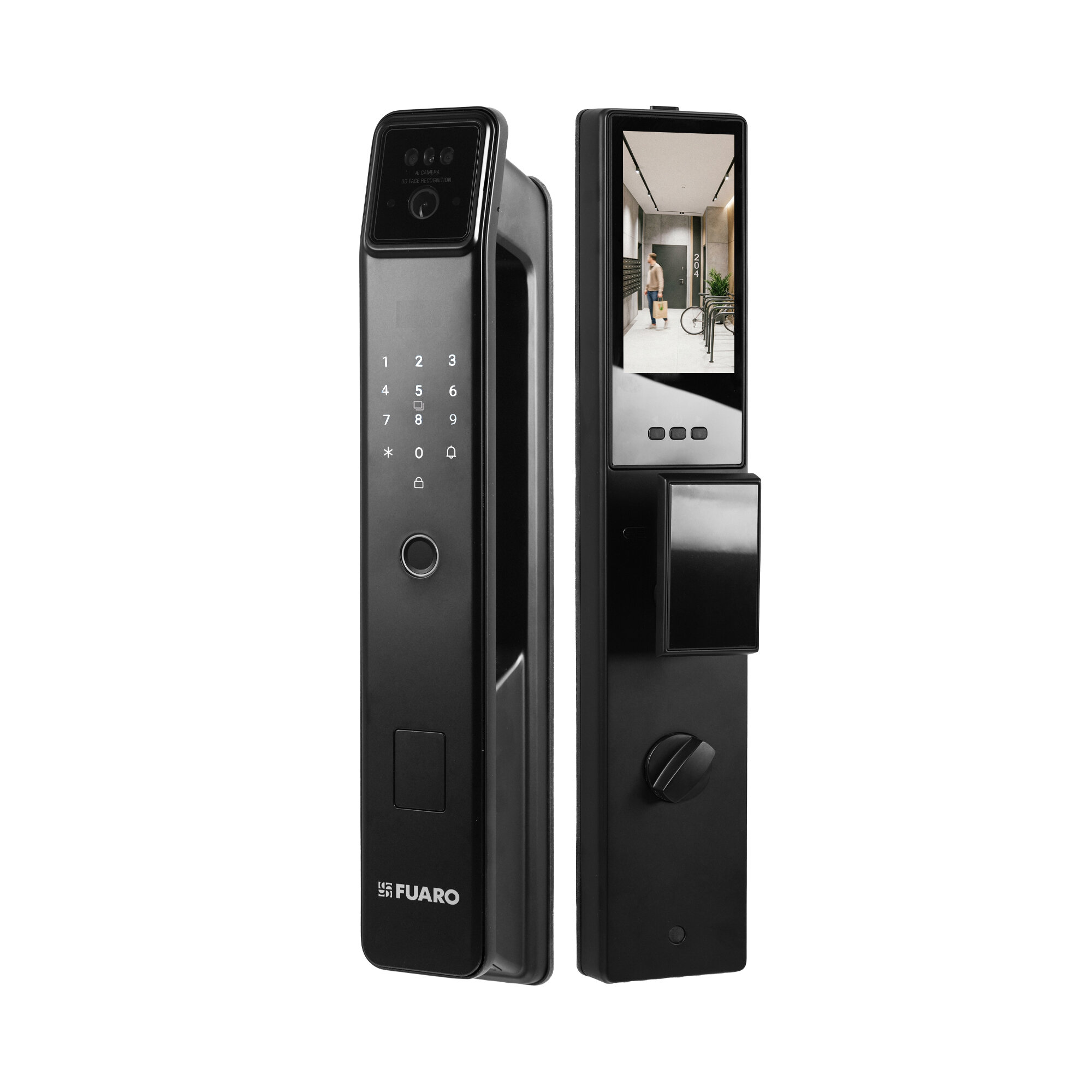 Ручки на планке электронные FUARO для врезного замка SLA-02.60.85 auto TUYA Wi-Fi черный /63229/