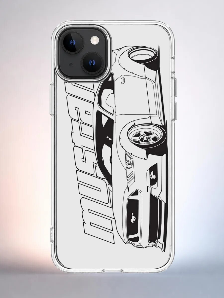 Чехол iPhone 13 форд мустанг силиконовый прозрачный