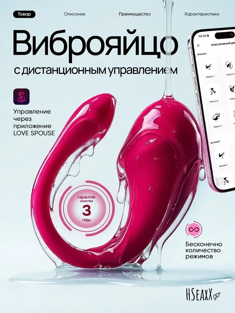 Вибратор для женщин с дистанционным управлением/ Виброяйцо с приложением
