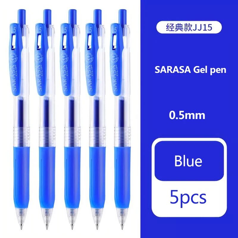 Гелевые ручки ZEBRA SARASA JJ15 0,5 мм красные, синие, черные 5pcs Blue