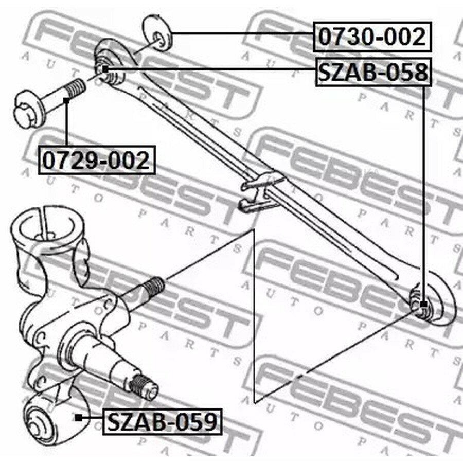 Болт с эксцентриком SUZUKI BALENO/ESTEEM 1995-2001 0729-002 FEBEST 0729002