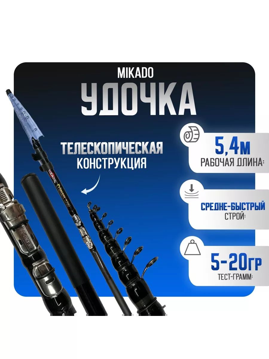 Болонское удилище 5.4м телескопическое MIKADO Carbon 5-20 гр