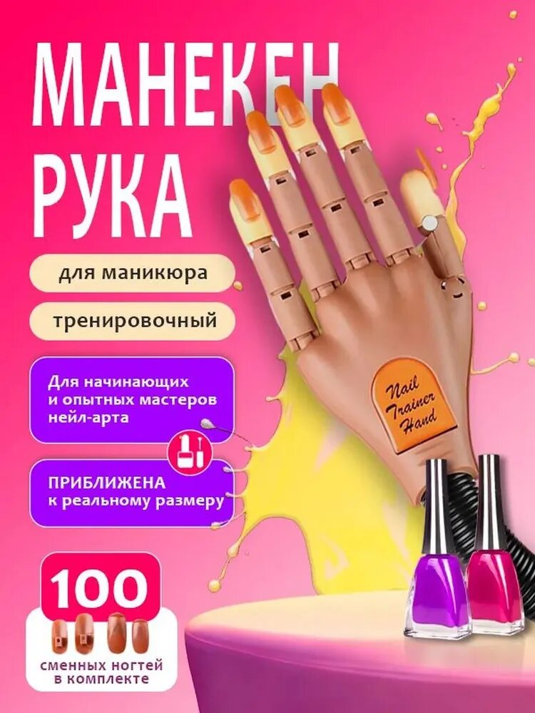 Манекен-рука для маникюра Profnail тренировочный со сменными ногтями