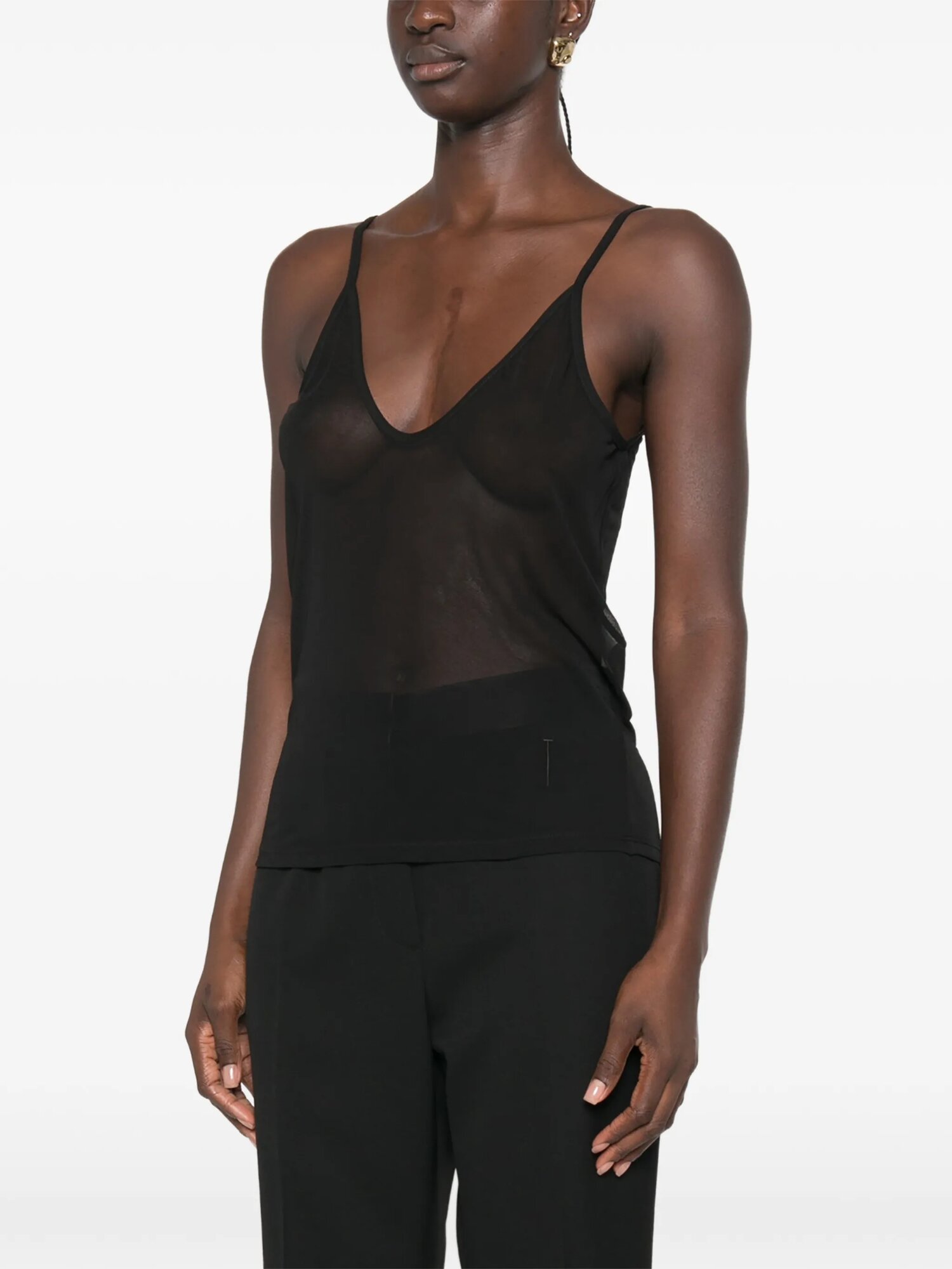 Топ Tom Ford Sheer silk-blend top, размер 38 EU, black — фото 1