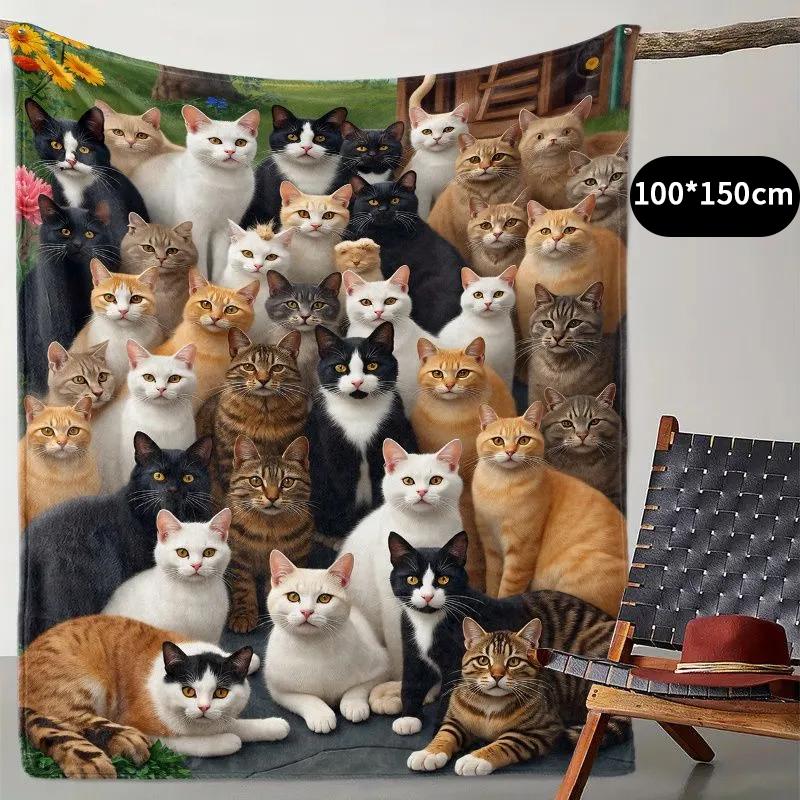 Одеяло с рисунком мультяшного кота — фото 1