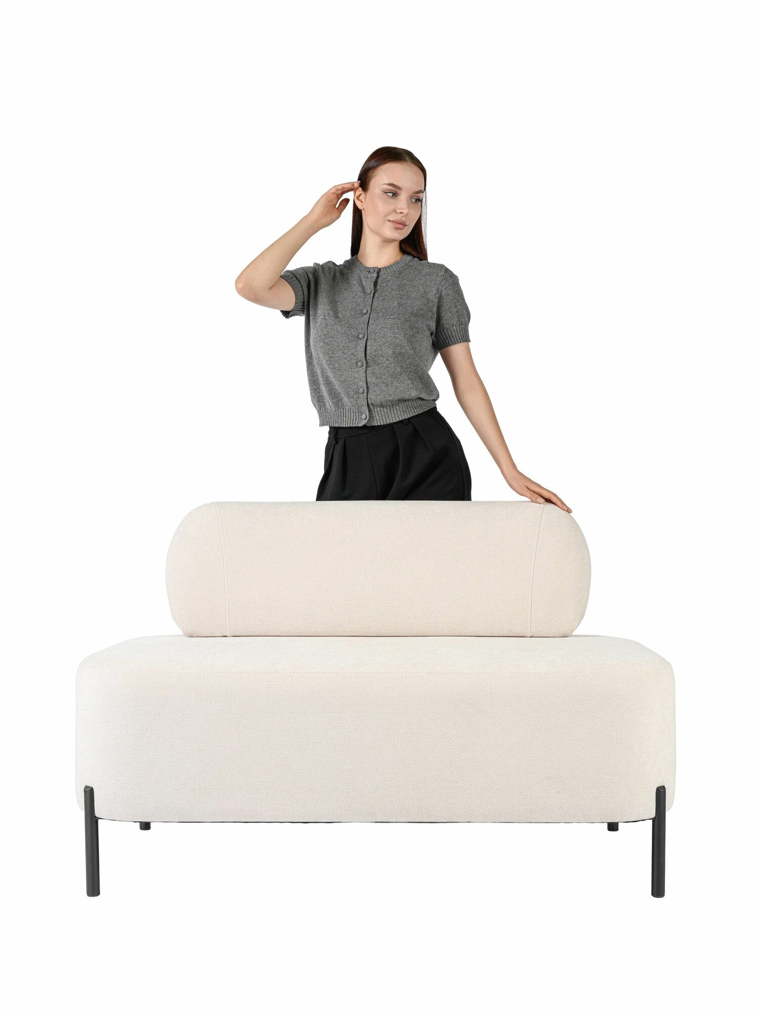 Диван KamicoHome Como, 118х62х77 см, нераскладной, двухместный, микробукле бежевый