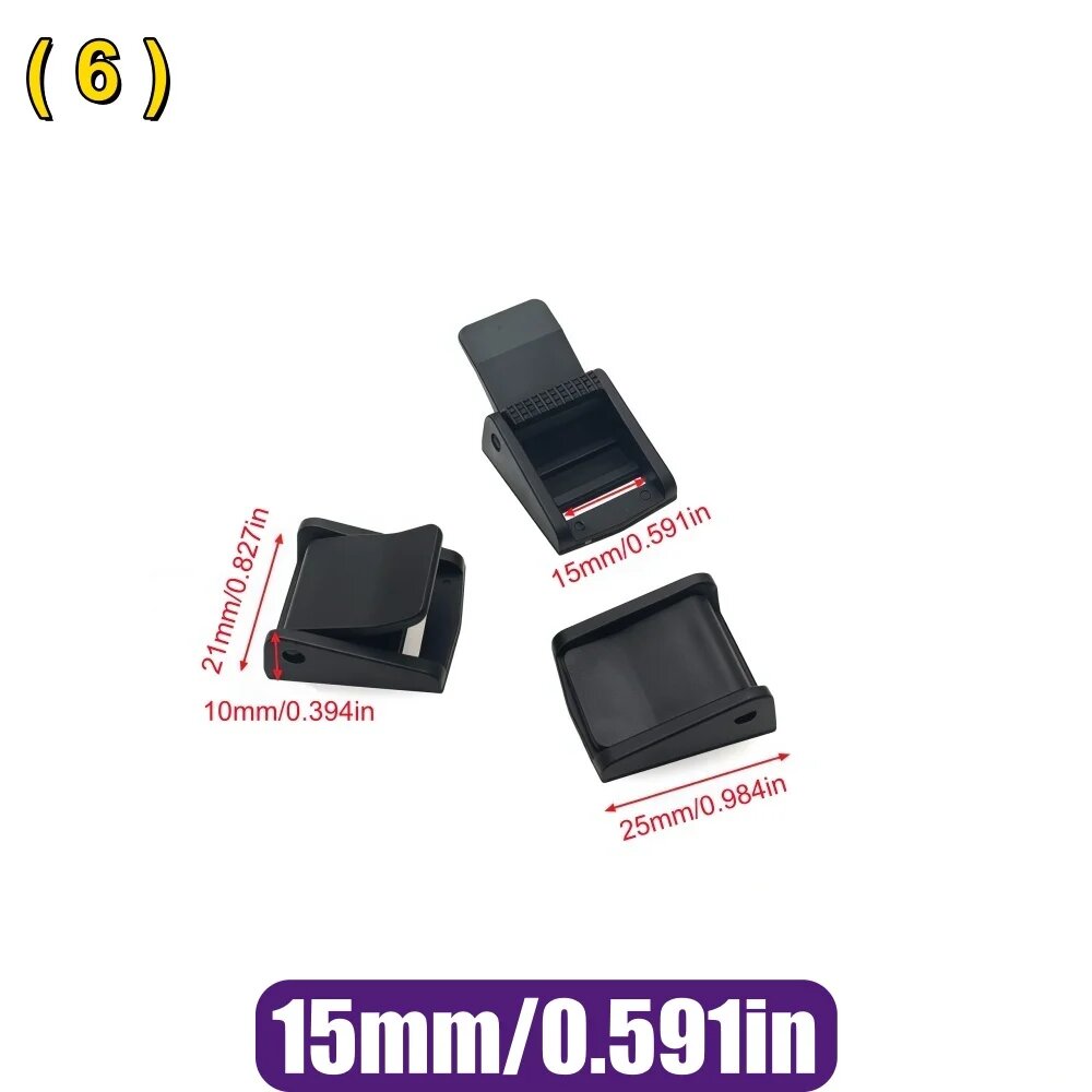 Пластиковые пряжки-фиксаторы RoYishi черные 5/8"-2" 5pcs, 6. Webbing Size 15mm