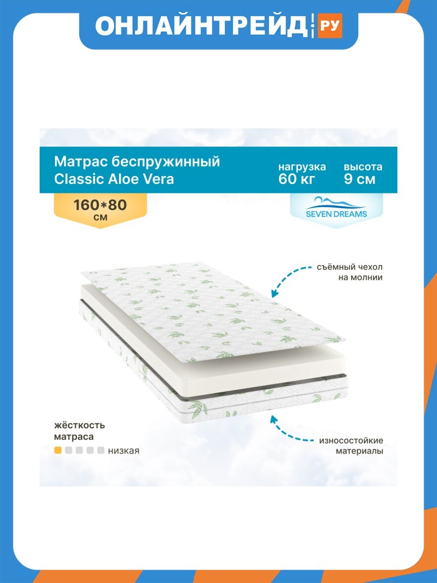 Матрас Seven Dreams Classic Aloe Vera 160x80 см