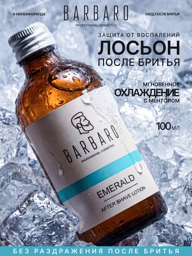 Лосьон одеколон после бритья с ментолом мужской EMERALD 100 мл