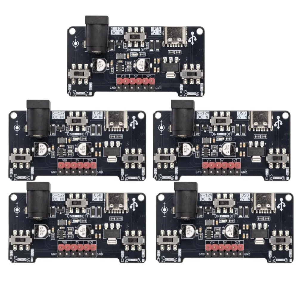 Emakefun Модуль питания для макетной платы Type-C и 2,1х5,5 мм 5pcs power panel