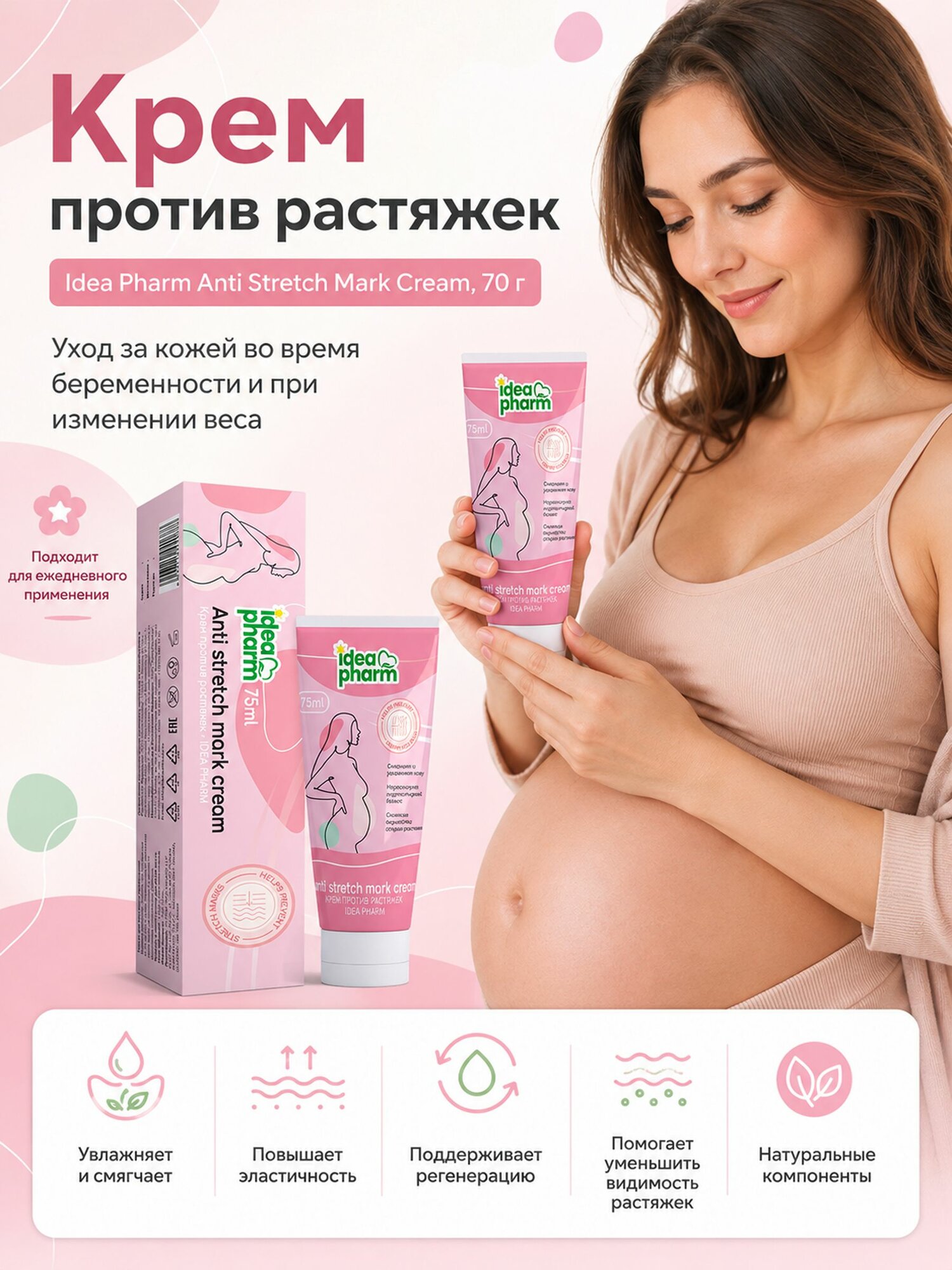 Крем против растяжек Idea Pharm (Anti Stretch Mark Cream), 70 г
