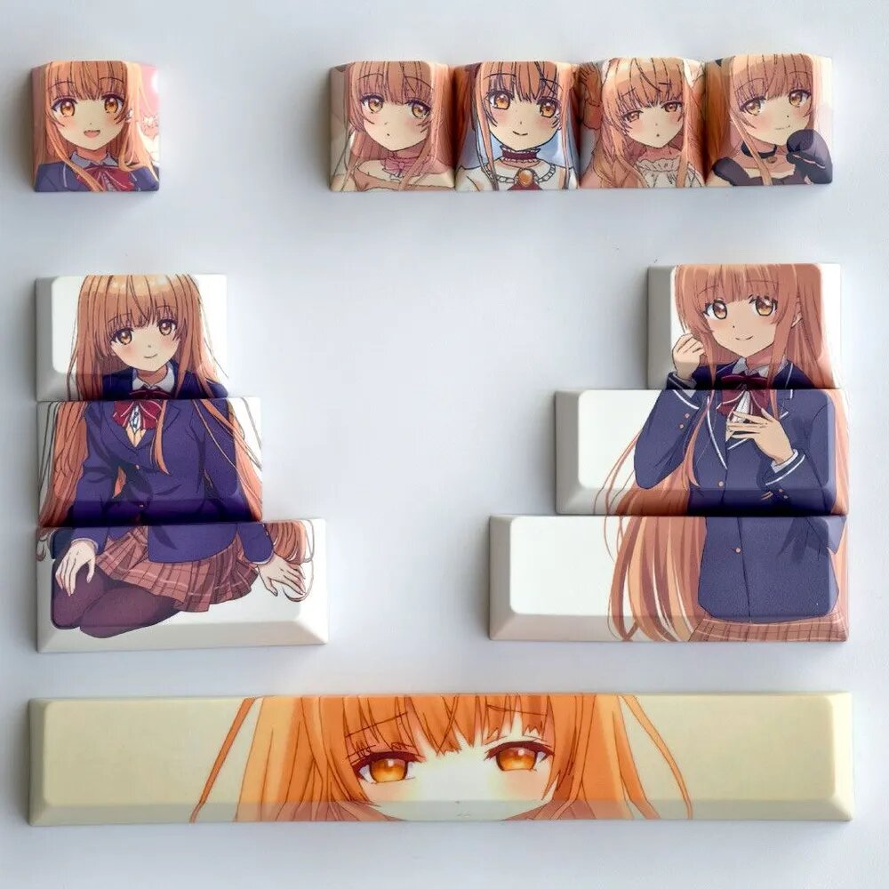 Клавиши Shiina Mahiru, 12 клавиш, профиль Cherry, персонализированные аниме-игровые клавиши PBT, для самостоятельной сборки механической клавиатуры