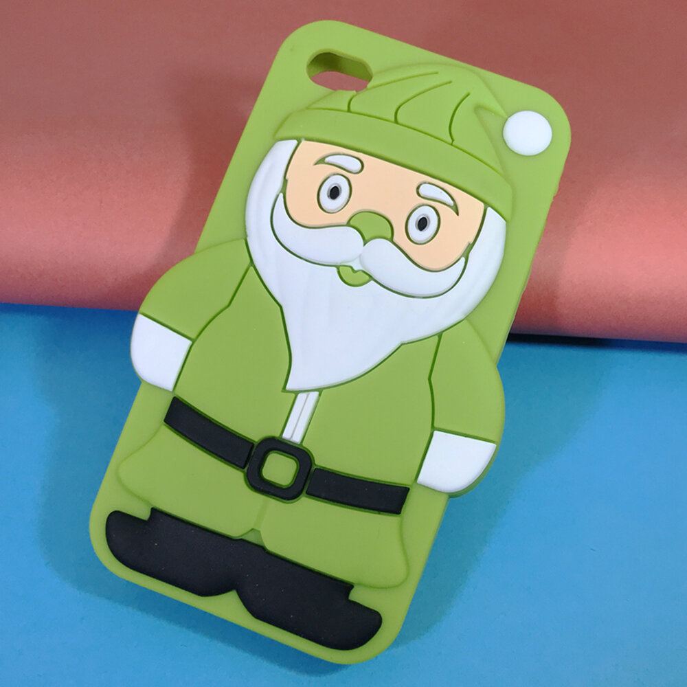 Чехол MF для iPhone 4/4s Накладка для ребенка противоударная резиновая с мультяшным прикольным персонажем Дед Мороз