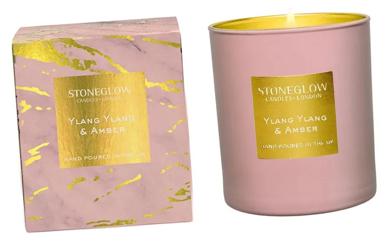 Свеча ароматическая для дома Stoneglow Ylang Ylang and Amber 220 гр / Стоунглоу Иланг Иланг Амбра