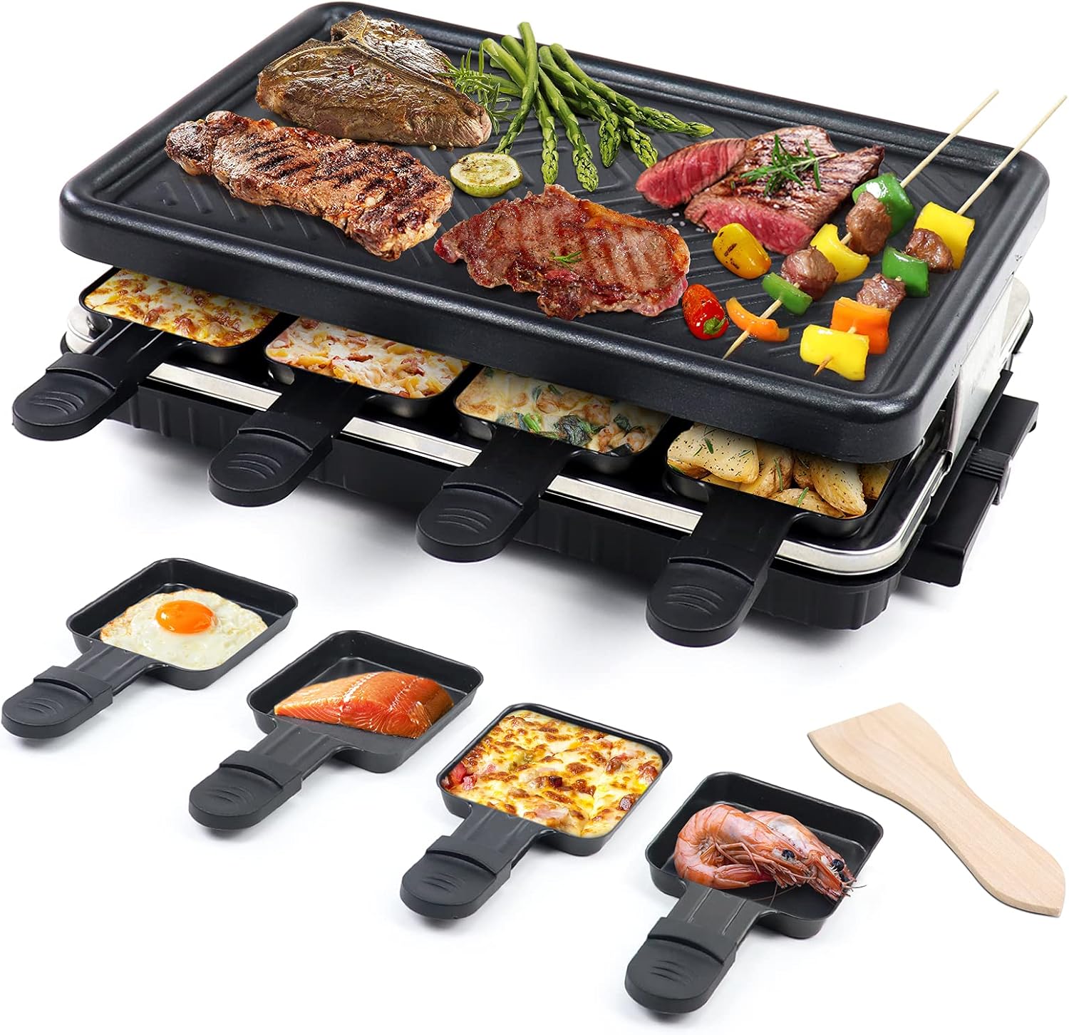 Hengbo Электрический гриль-раклет на 8 персон Raclette Grill 8 People Non-Stick Coating Electric Grill Machine, 1300 Вт