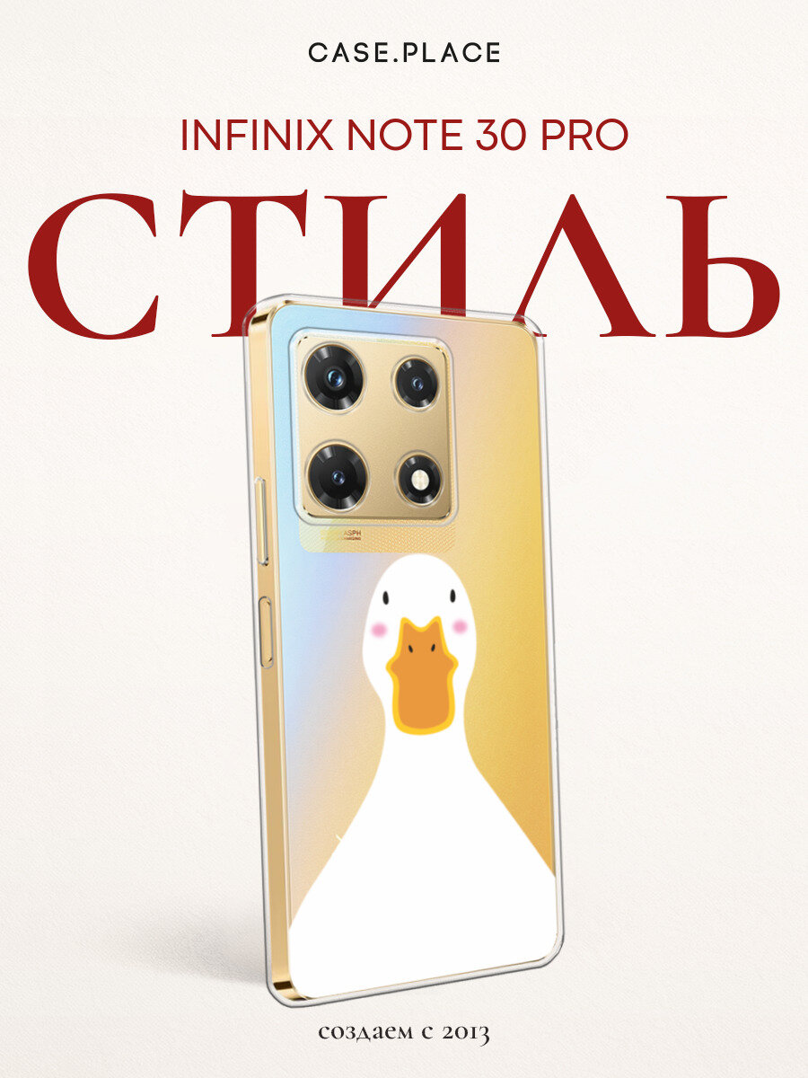 Чехол на Infinix Note 30 Pro / Инфиникс Нот 30 Про с принтом Портрет гуся, прозрачный