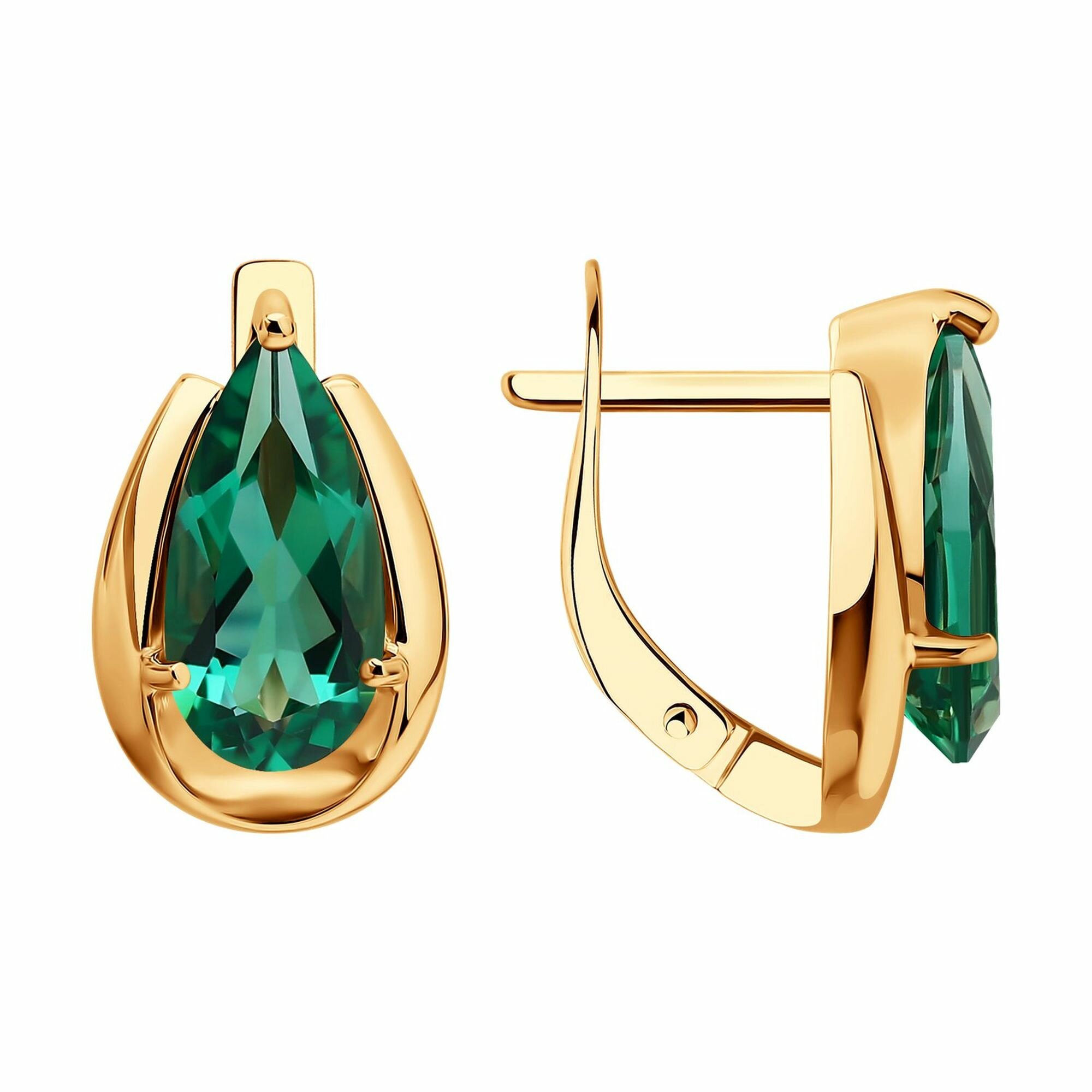 Серьги, красное золото, 585 проба, кварц