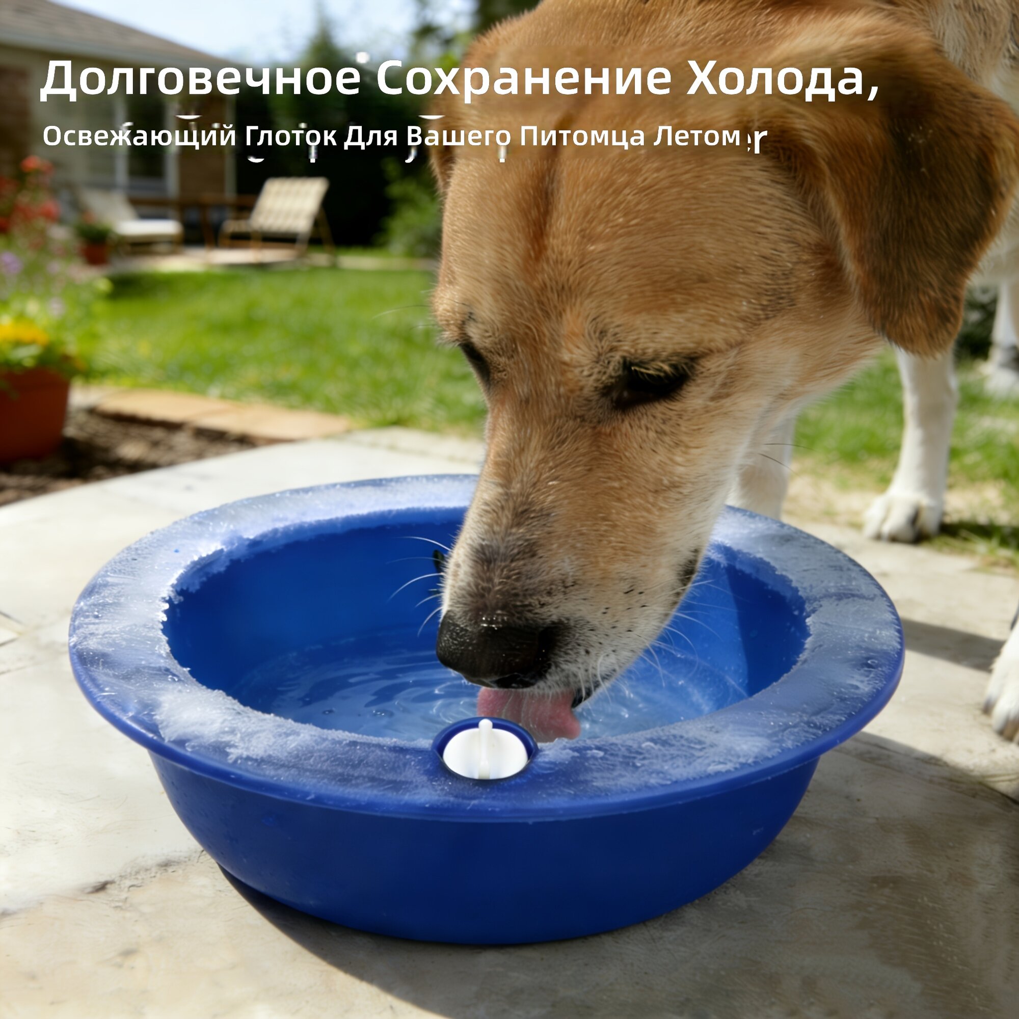 Охлаждающая ледяная миска-поилка для кошек и собак, синяя, 1 шт.