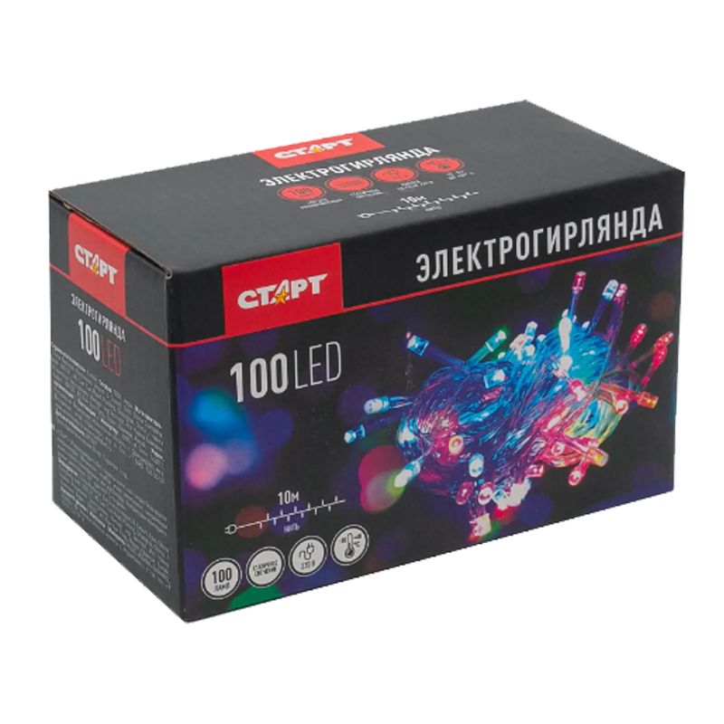 Гирлянда светодиодная старт НГ 100LED 220V 1 режим 10м нить