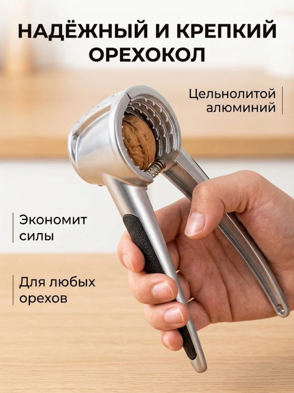 Орехокол механический, щипцы для грецких орехов и фундука, алюминиевый сплав, серебристый