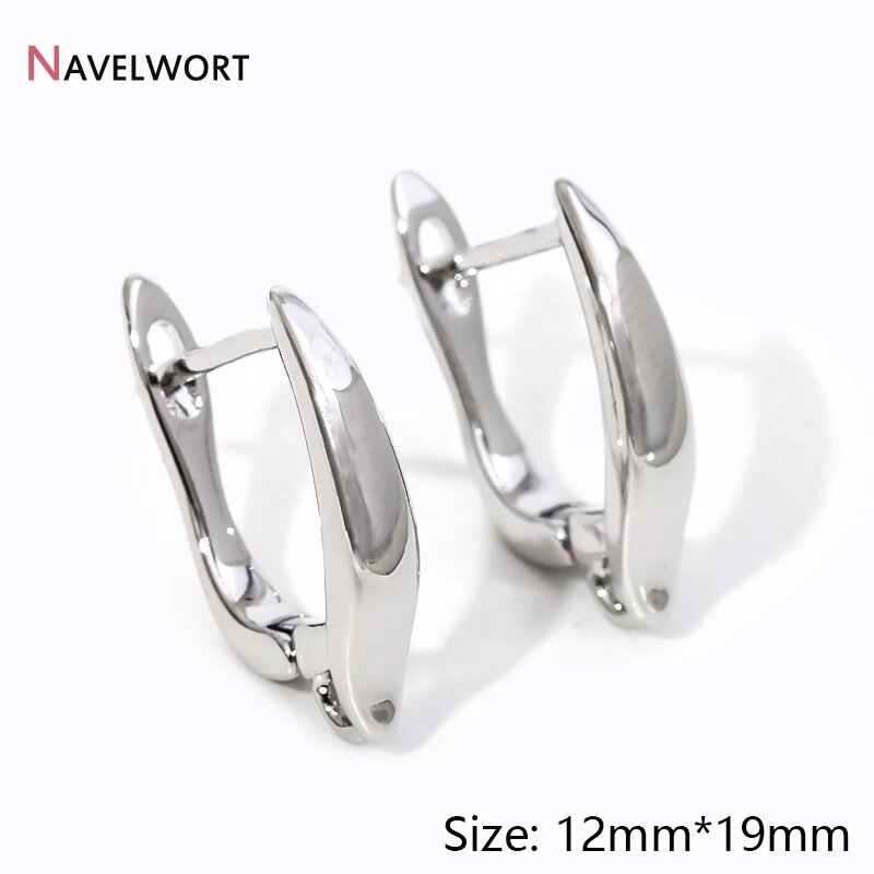 Крючки для сережек NAVELWORT золотые 18K латунные Серебряный, 3 pairs, Rhodium plated