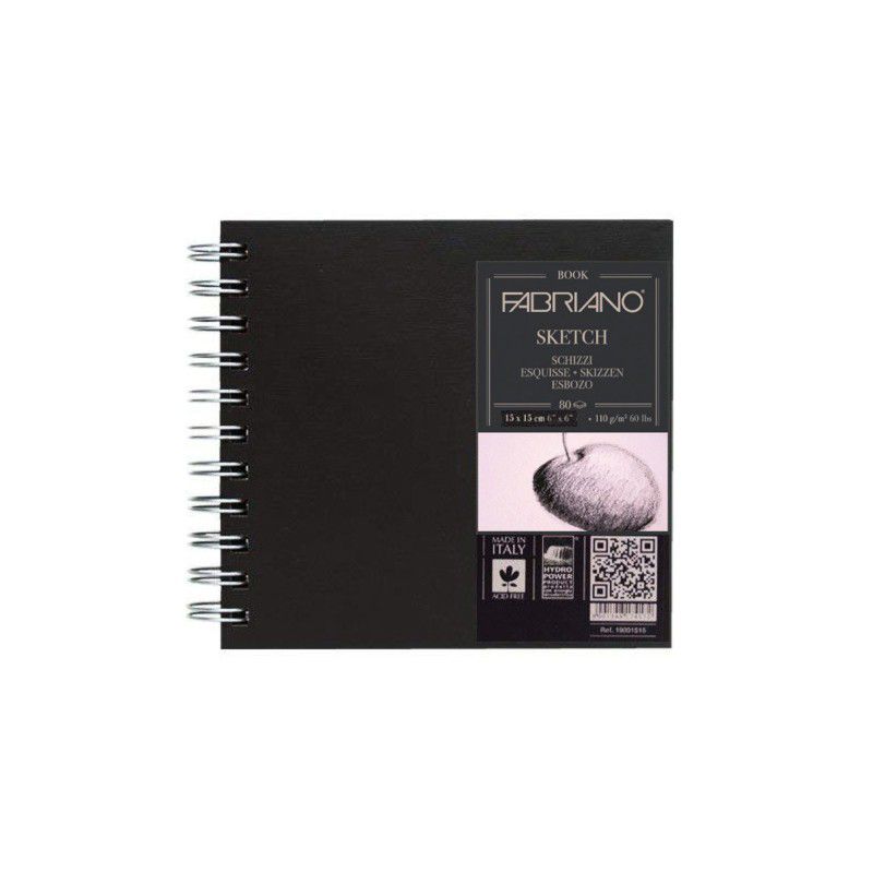 "Fabriano" Альбом на спирали для зарисовок "Квадратный" Sketch Book 110 г/м2 15 х 15 см на спирали 80 л.
