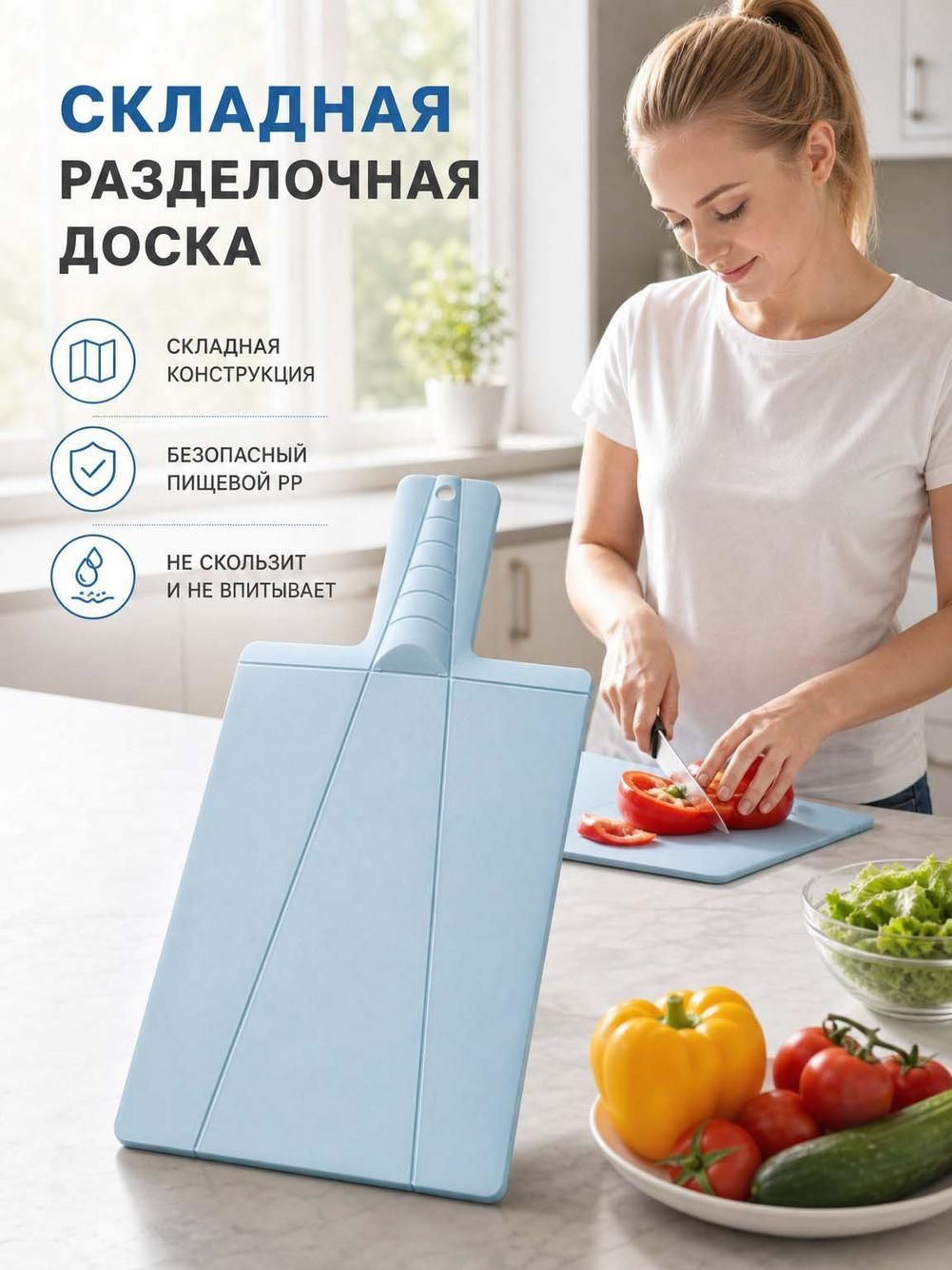 Кухонная пластиковая разделочная доска, складная разделочная доска