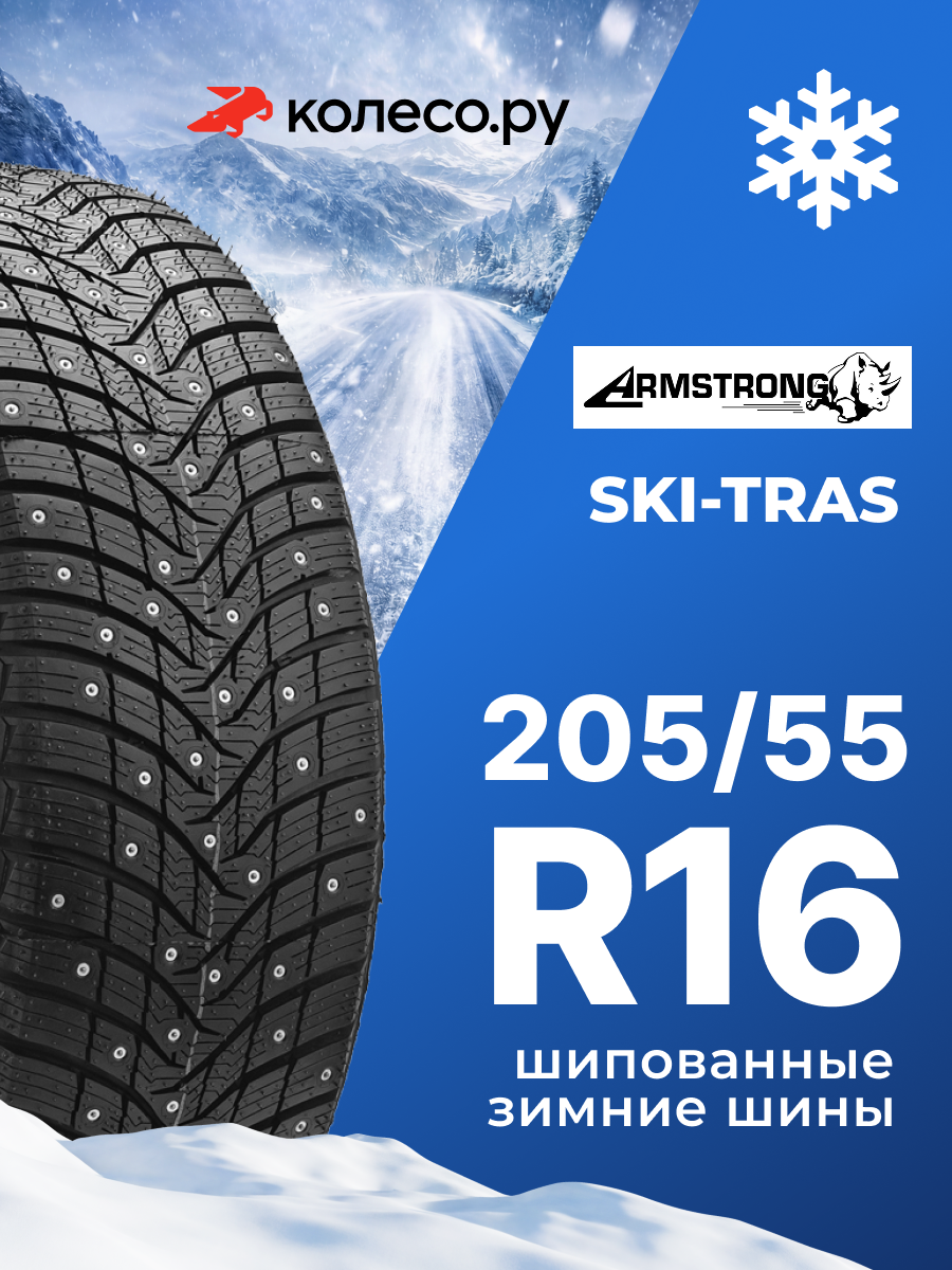 Шины зимние ARMSTRONG SKI-TRAC S 205/55 R16 94T XL шипованная зимняя резина