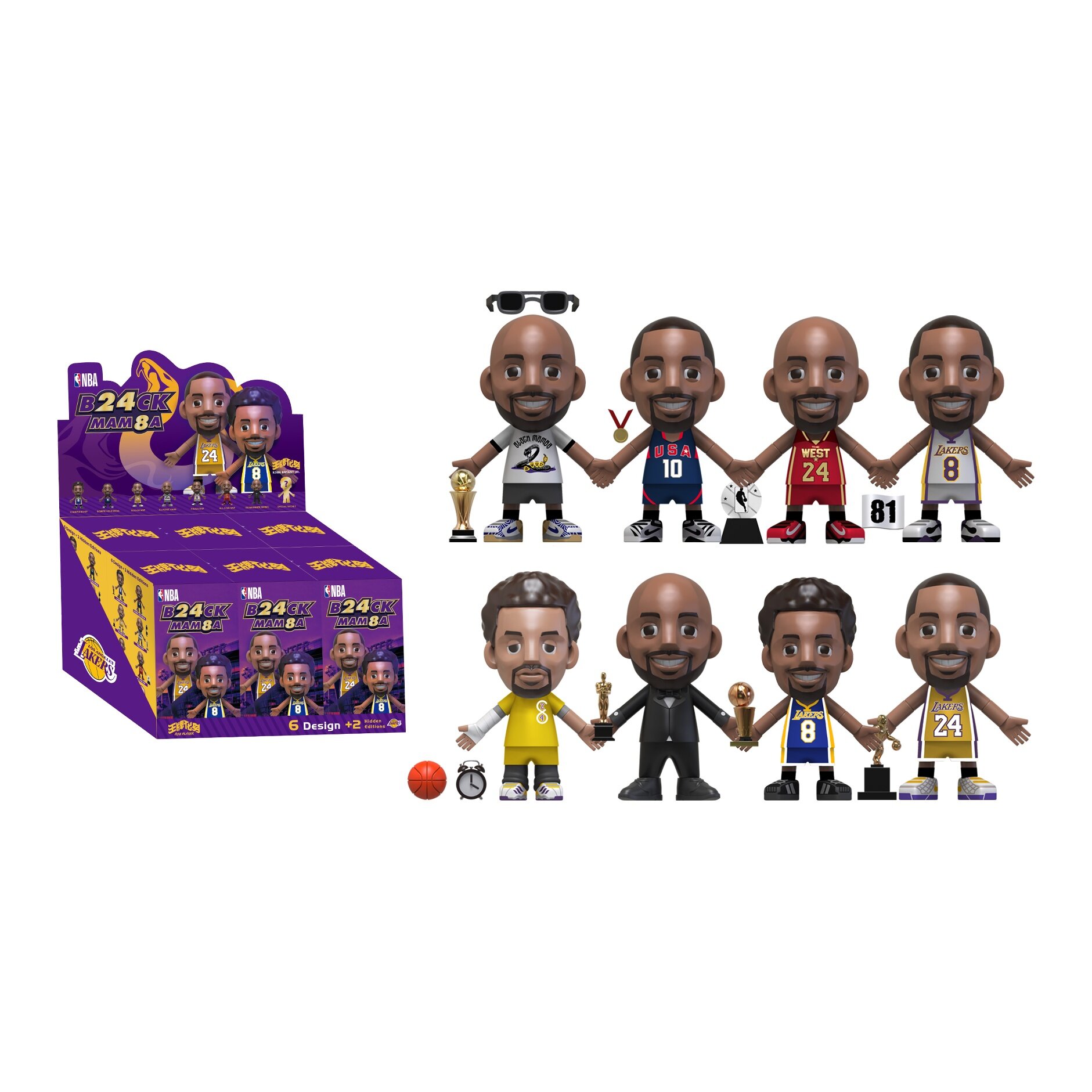 Коллекционная фигурка унисекс AcePlayer NBA BLACK MAMBA Kobe Bryant Mystery Boxes, Full Box 6 шт.