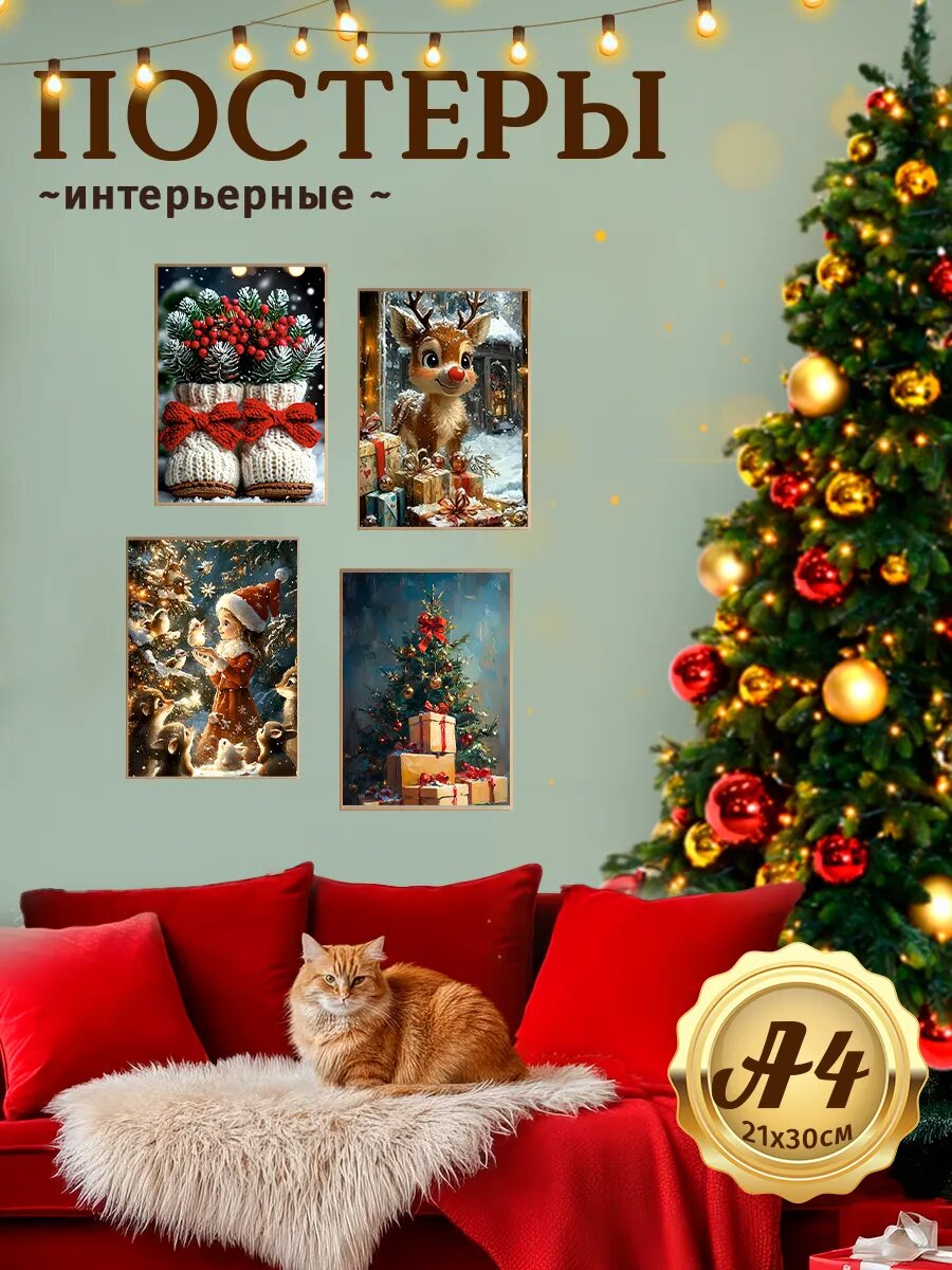 Новогодние постеры 21х30, А4