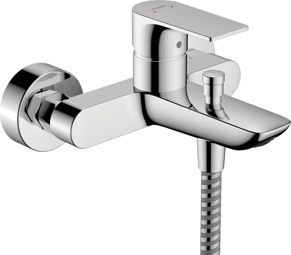 Смеситель для ванны с душем Hansgrohe Rebris E 72450000 настенный, однорычажный, хром, глянцевый, латунный, без лейки, с керамическим картриджем