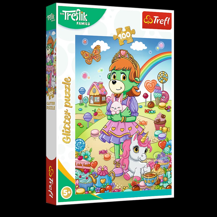Пазл Trefl Glitter Семейка Трефликов, разноцветный, 100 элементов, 41x34 см