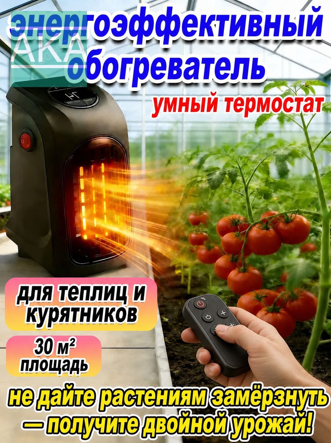 Установка для обогрева теплицы 201 мм ø91 мм керамика 1 шт