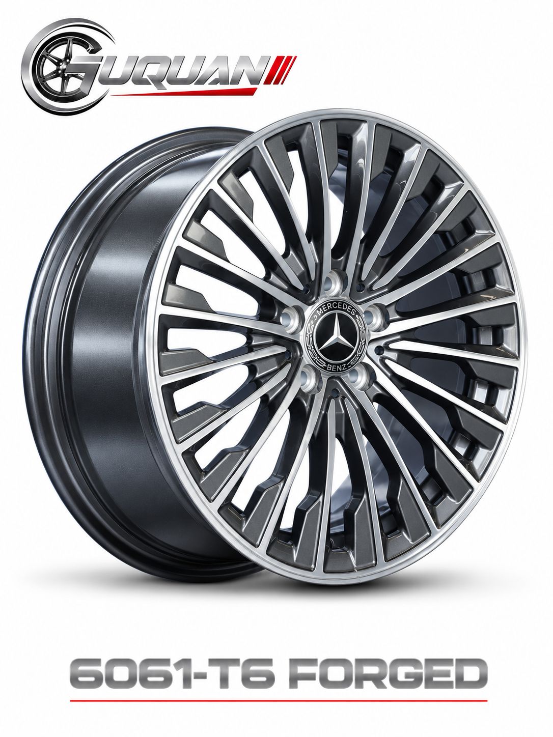 Кованый колесный диск ABW 3291R1995-1 R19 9.5J ET43 5x112, оружейно-серый с проточенной лицевой поверхностью