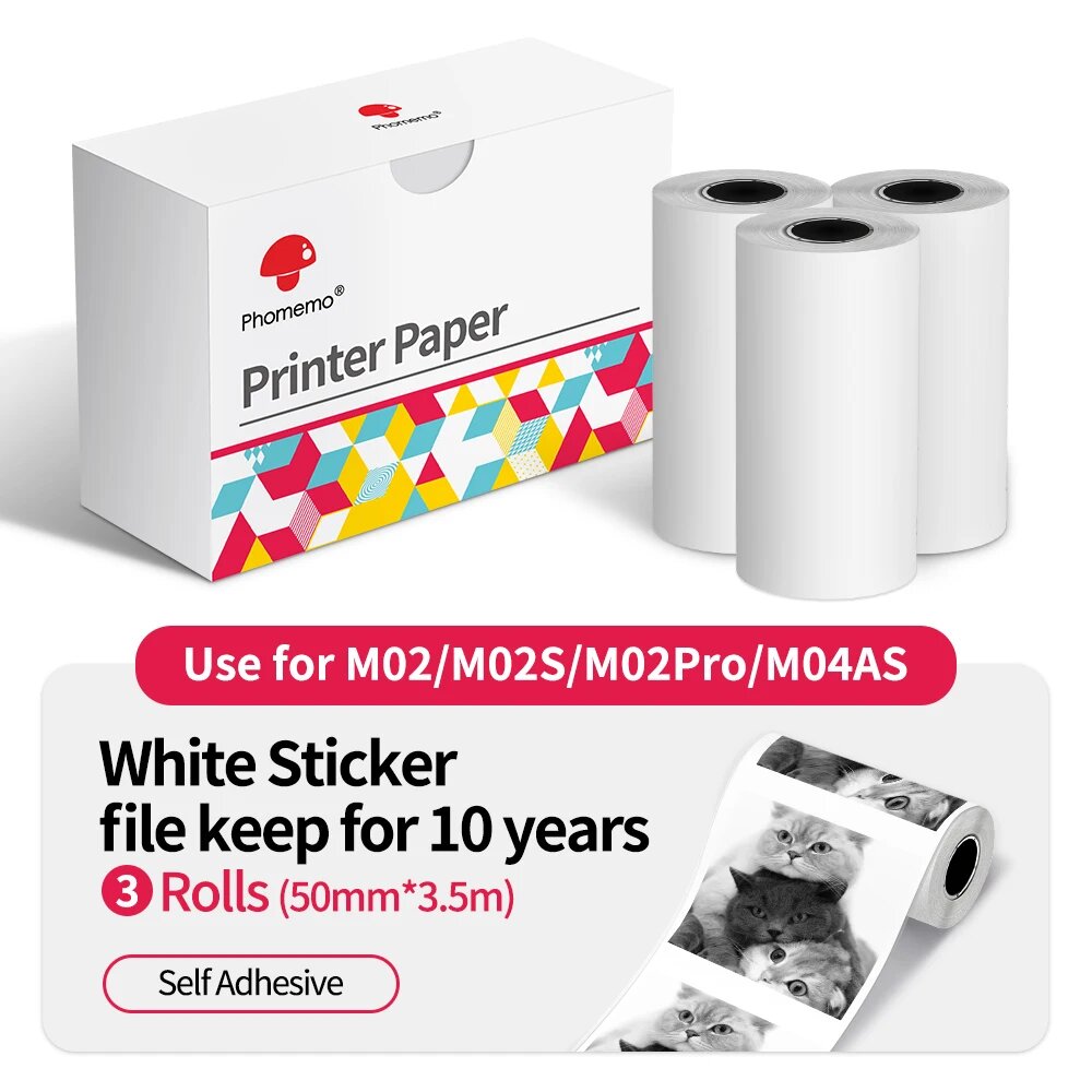 Термобумага Phomemo White 3 рулона для M02/M02S/M02Pro