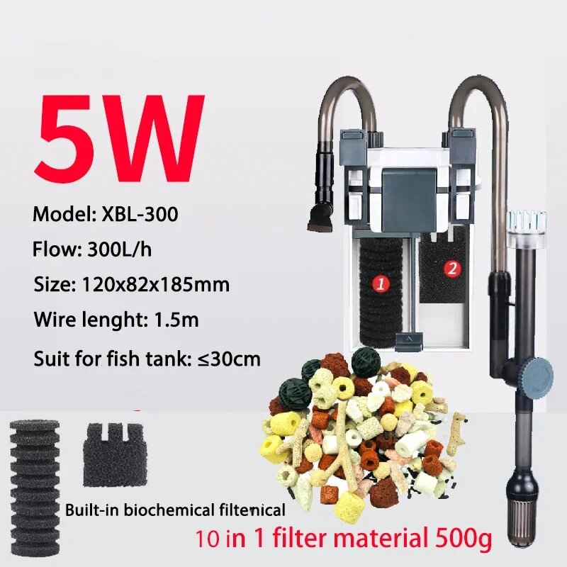 Настенный фильтр SUNSUN XBL для аквариума Черный, EU Adapter Plug 220V, XBL-300 with 500g