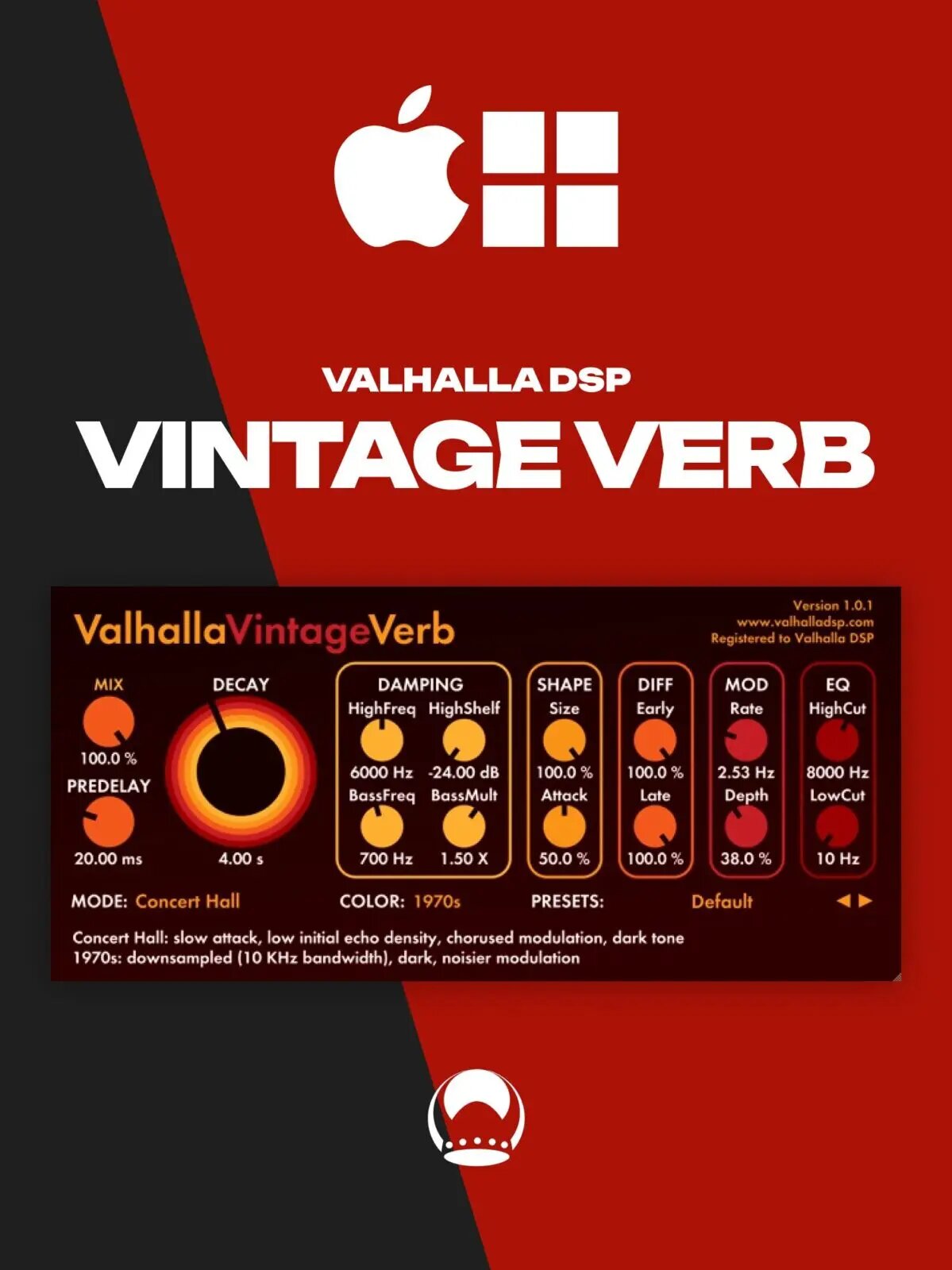 Valhalla DSP VintageVerb (Лицензионная активация, бессрочно) для Windows & macOS