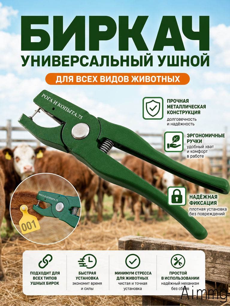 Универсальный щипцы для установки ушных бирок, для КРС, овец, коз, лошадей, собак профессиональный биркач