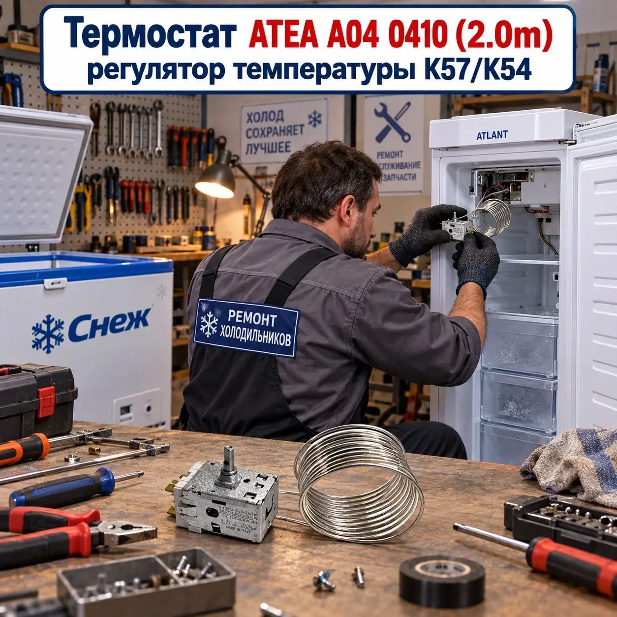 Термостат 1 шт/уп, ATEA A04 0410 (2.0m) регулятор температуры К57/К54