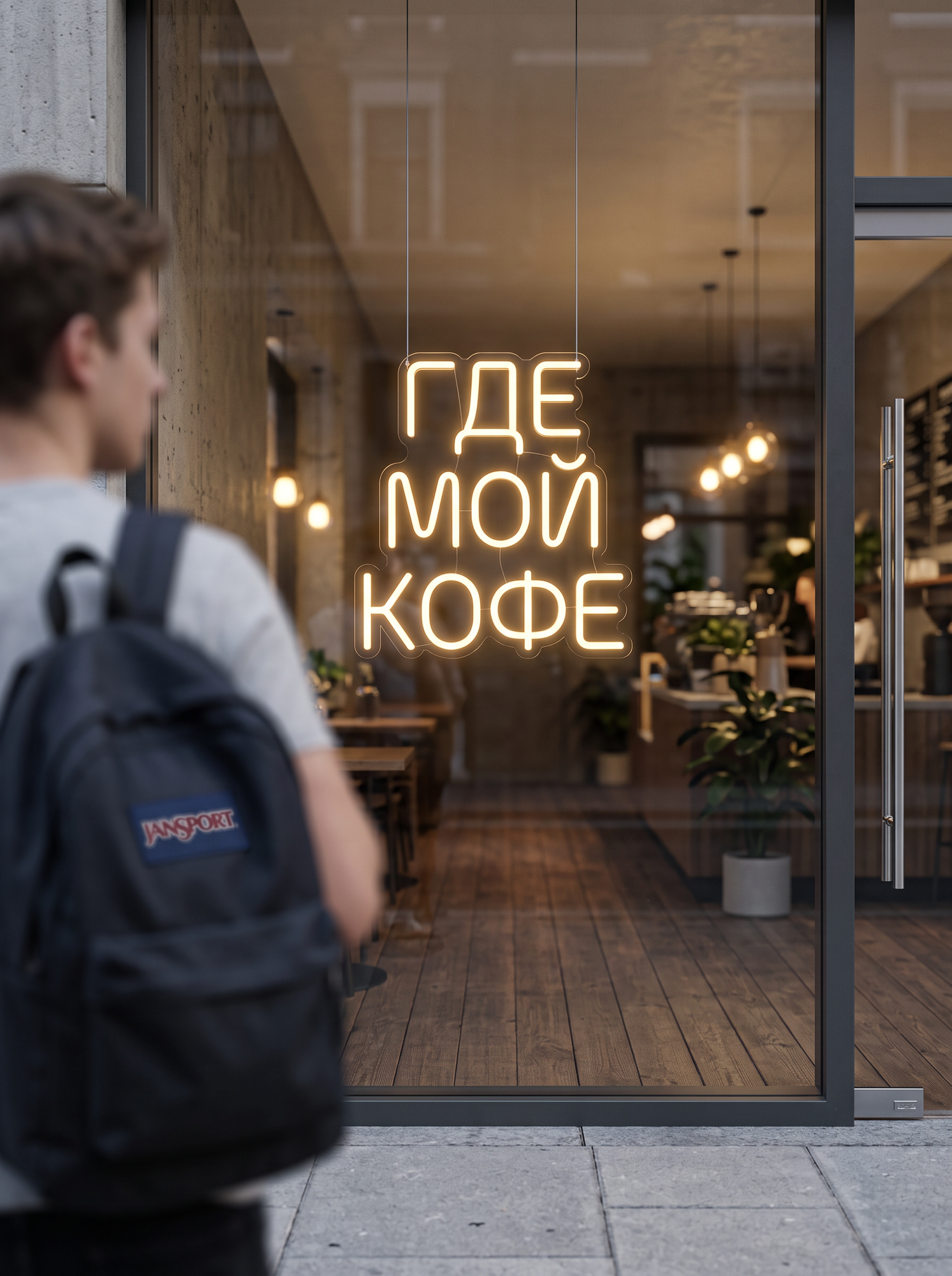 Неоновая вывеска "Где мой кофе" 36х45см, неоновая надпись, LED светильник для кофейни