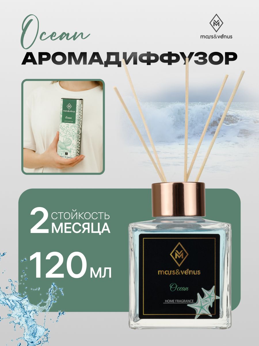 Диффузор для дома Mars&Venus ароматизатор с палочкамиs Ocean 120 мл