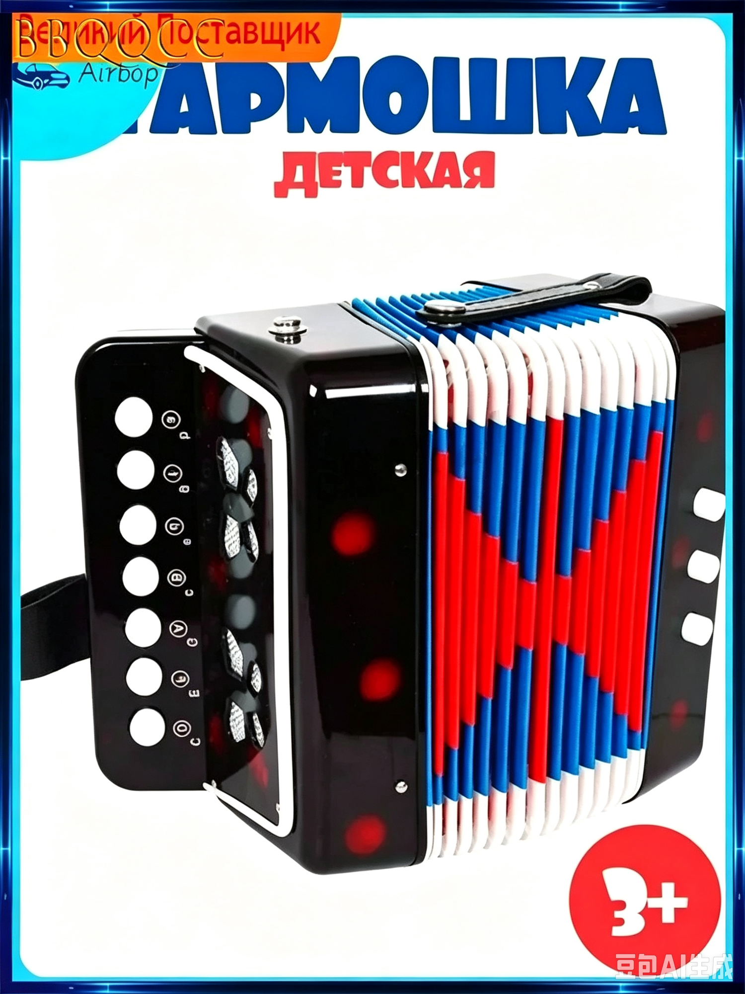 Детская музыкальная игрушка-аккордеон, музыкальный инструмент для раннего развития, 1шт
