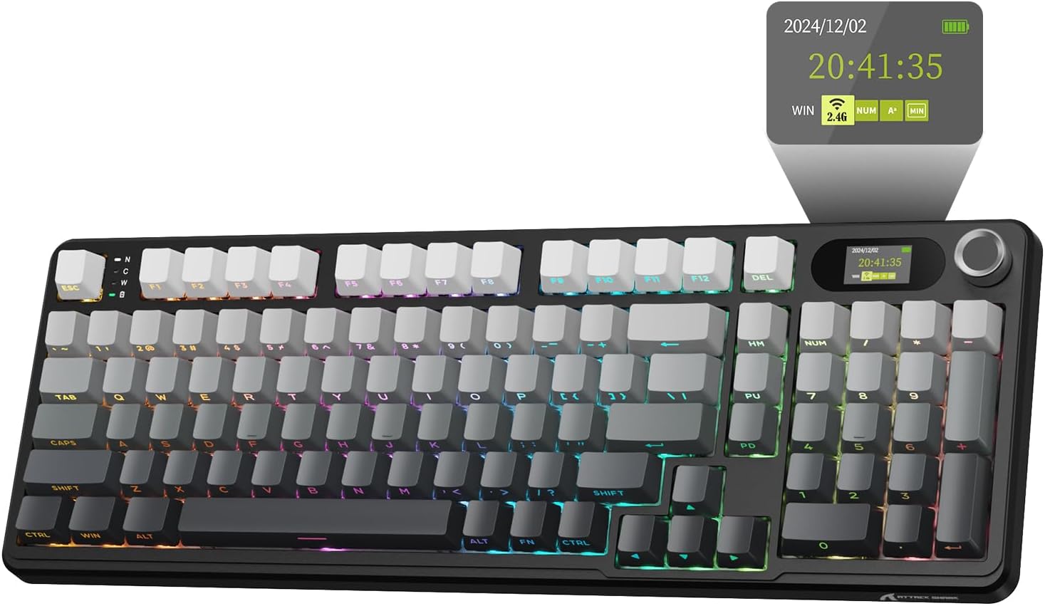 ATTACK SHARK Игровая клавиатура беспроводная X98 PRO, Английская раскладка, серый