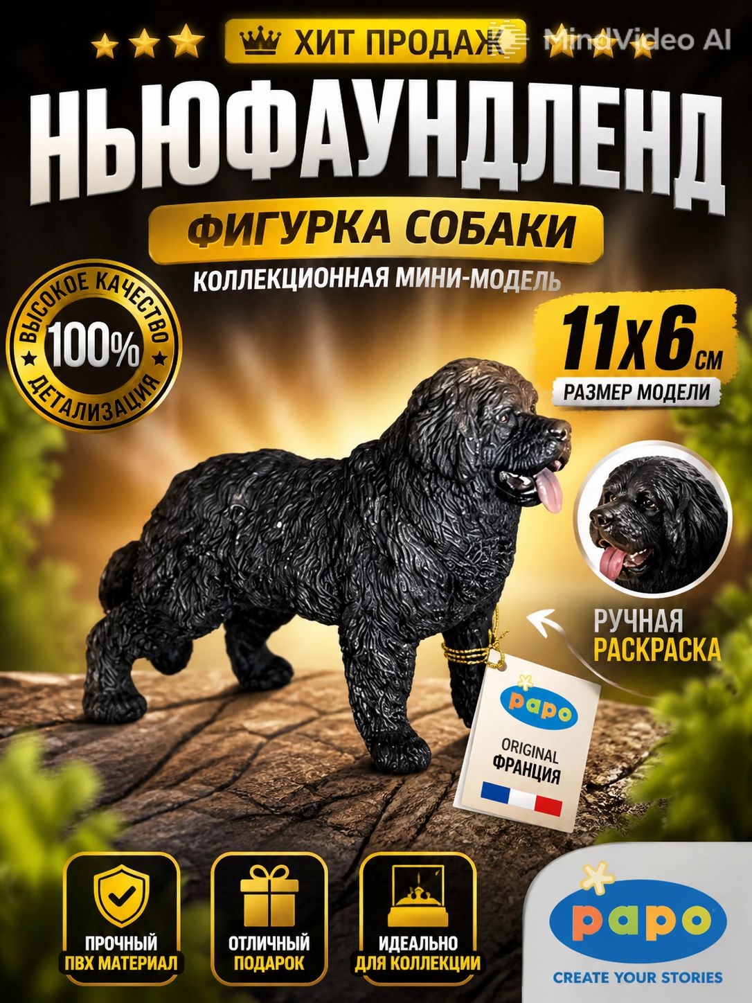 Собака PAPO, мини, фигурка
