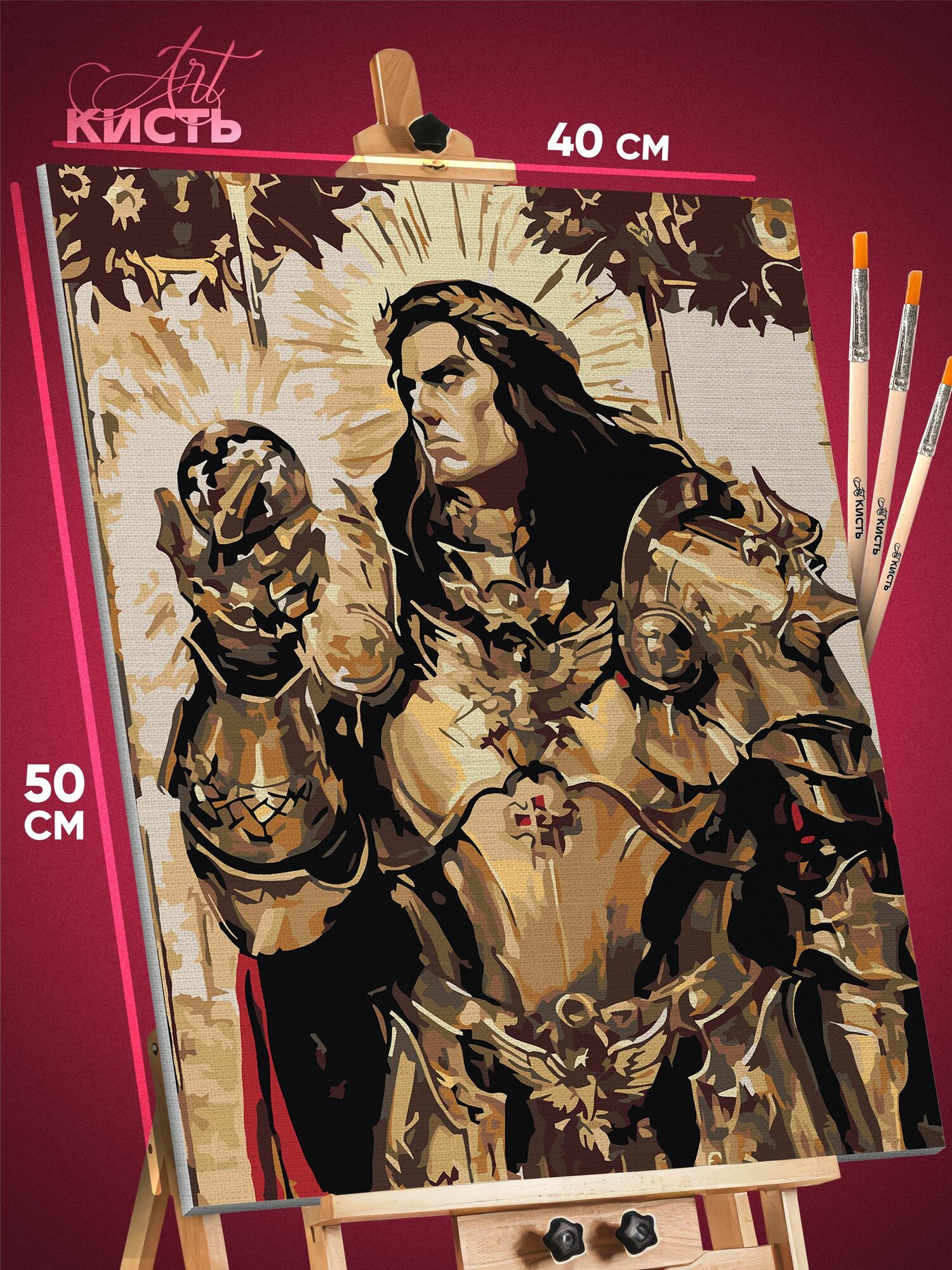 Картина по номерам на холсте с подрамником 40х50 Warhammer Игра Бог Император Человечества
