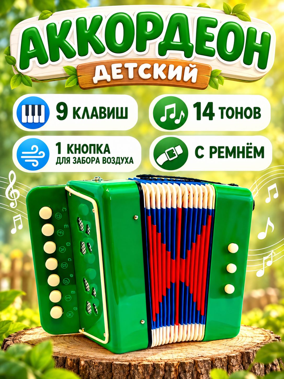 Музыкальная игрушка аккардеон детский